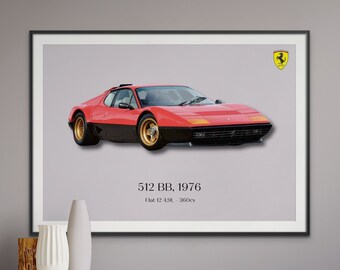 Ferrari La Ferrari Car Posters Illustration Prints Wall Art for Kids ...