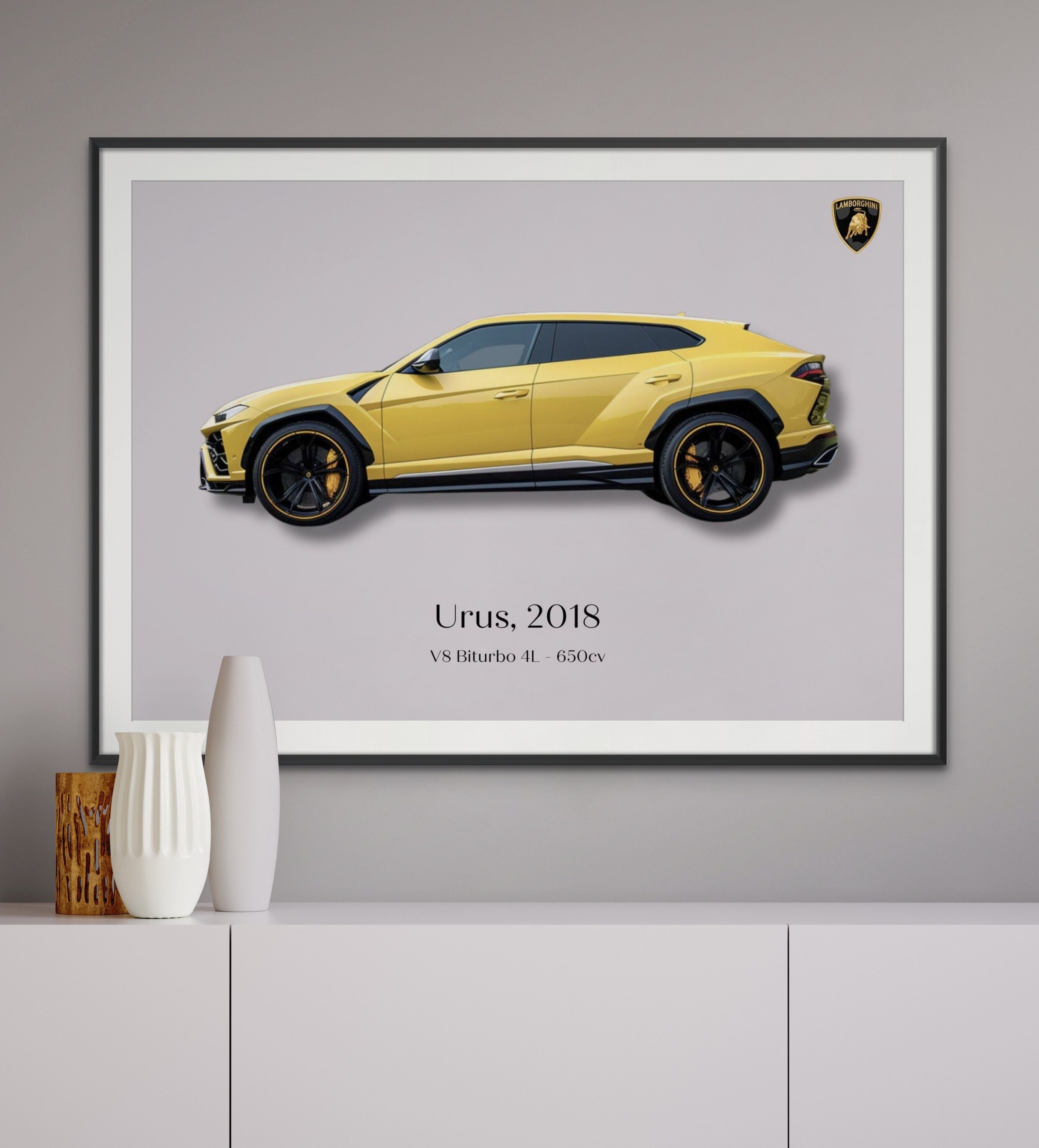 Lamborghini Urus Car Posters Illustration Prints Wall Art for Kids Boys ...