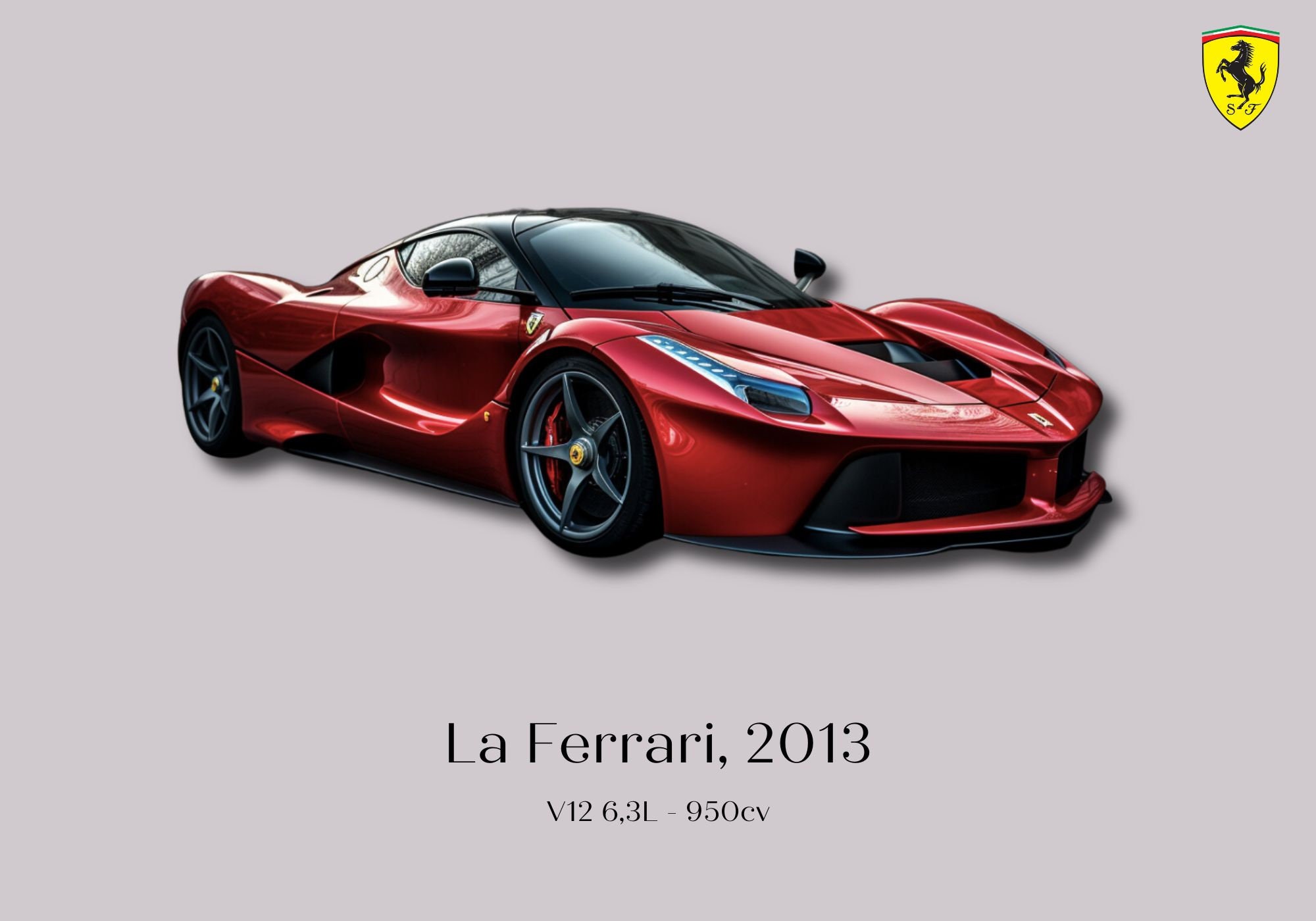 Ferrari La Ferrari Car Posters Illustration Prints Wall Art for Kids ...