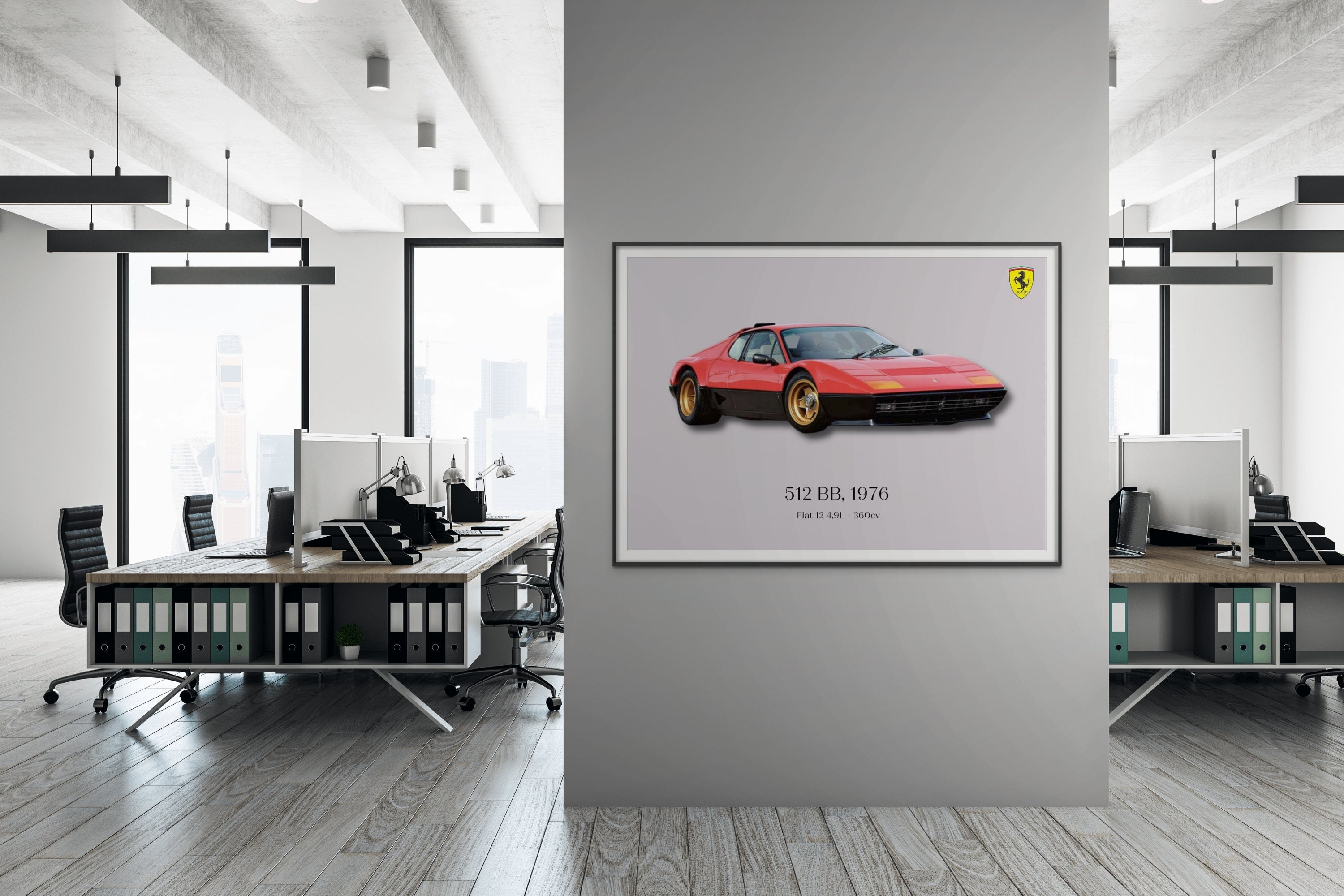 Ferrari 512BB Car Posters Illustration Prints Wall Art for Kids Boys ...