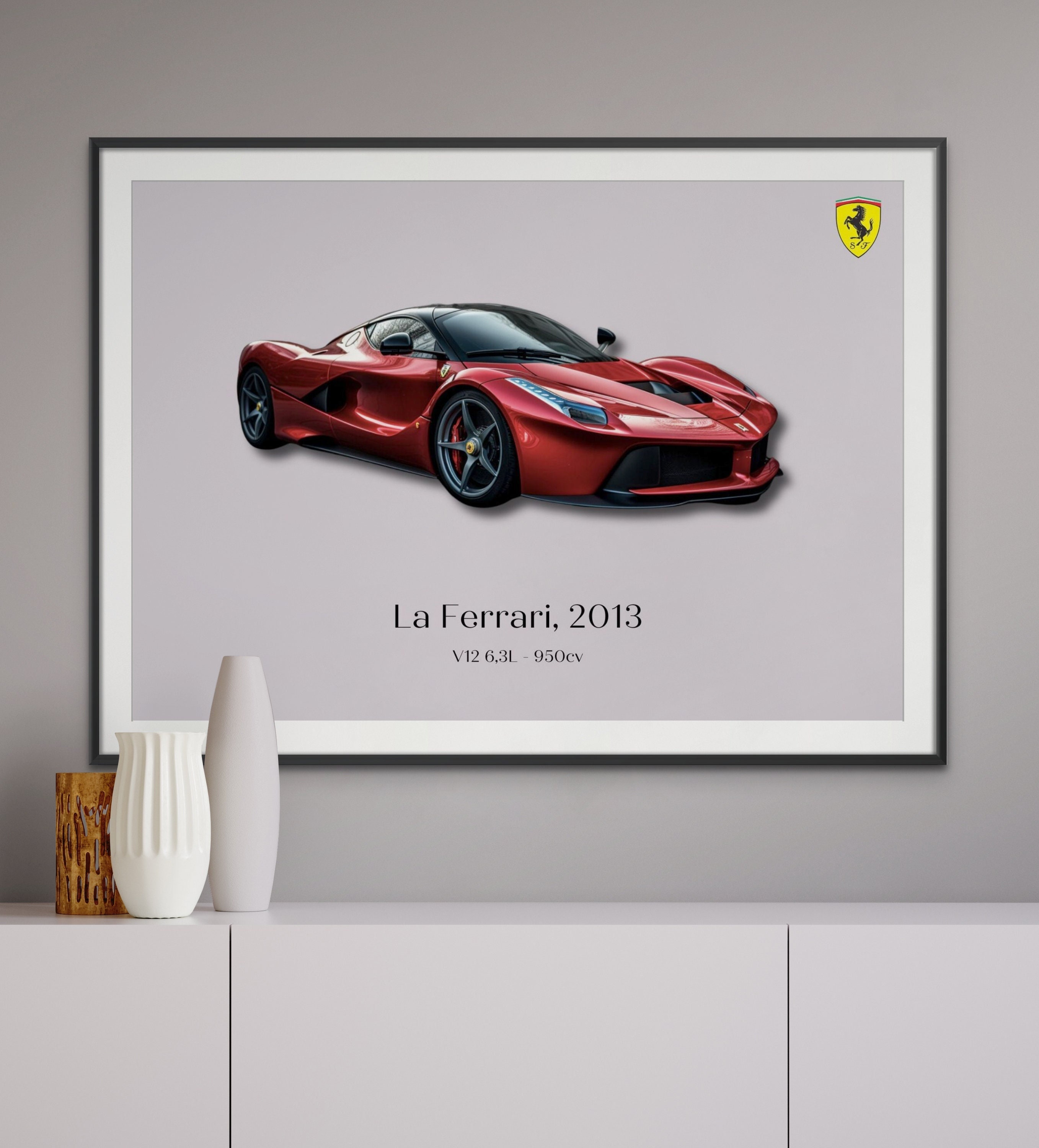 Ferrari La Ferrari Car Posters Illustration Prints Wall Art for Kids ...