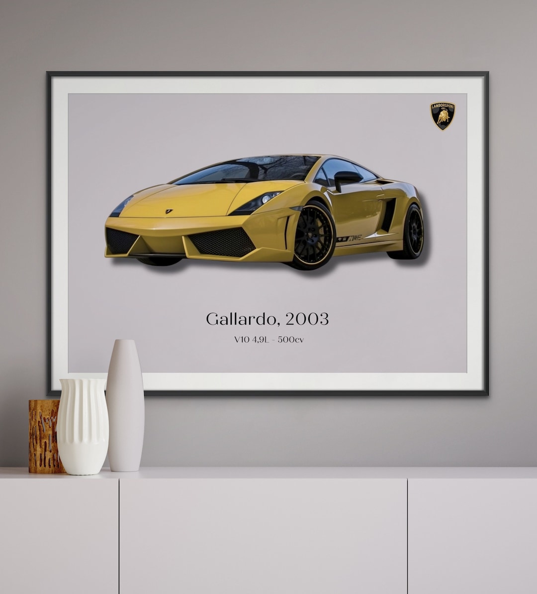 Lamborghini Gallardo Car Posters Illustration Prints Wall Art for Kids ...