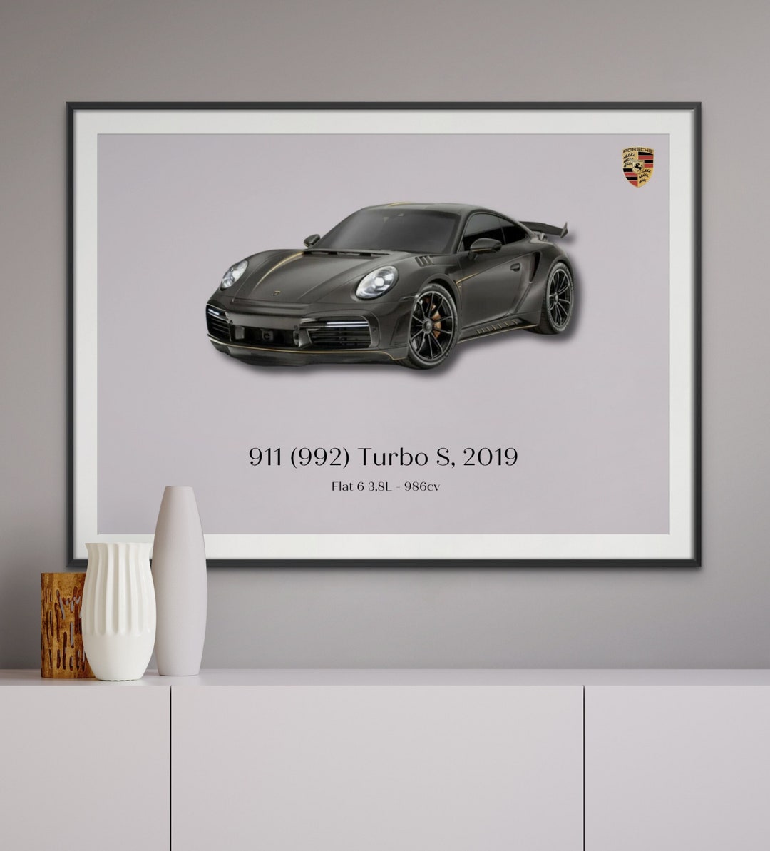 Porsche 911 Turbo S Car Posters Illustration Prints Wall Art for Kids ...