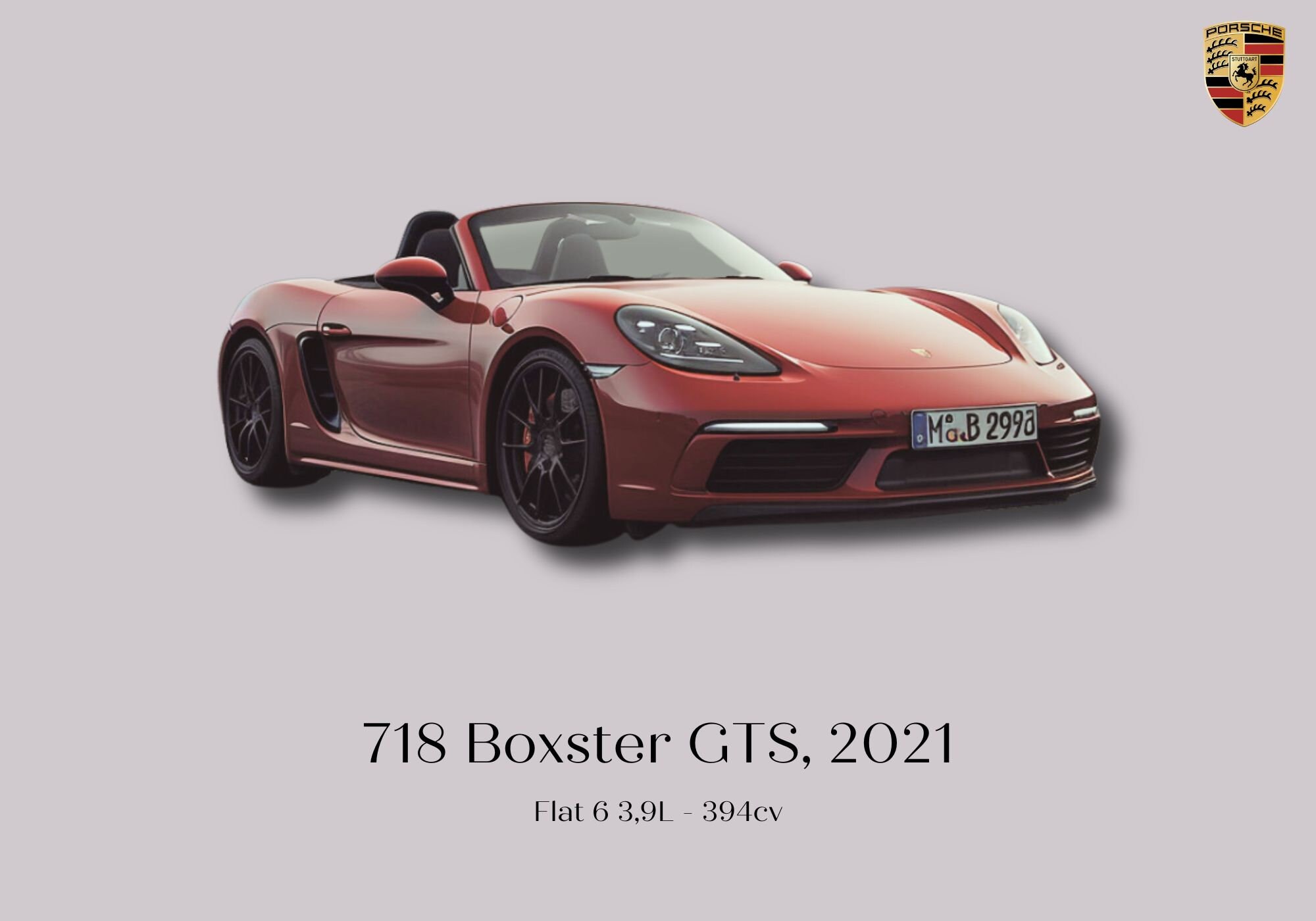 Porsche Boxster GTS Car Posters Illustration Prints Wall Art for Kids ...