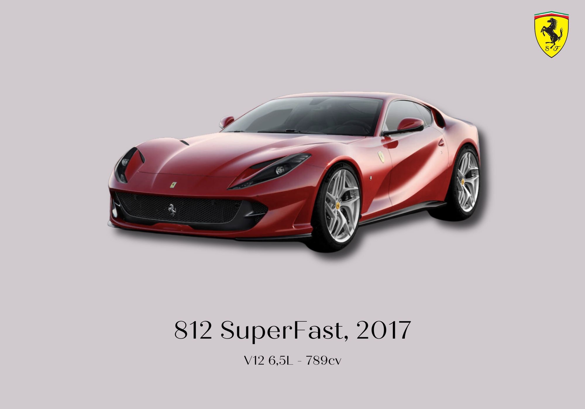 Ferrari 812 Superfast Car Posters Illustration Prints Wall Art for Kids ...