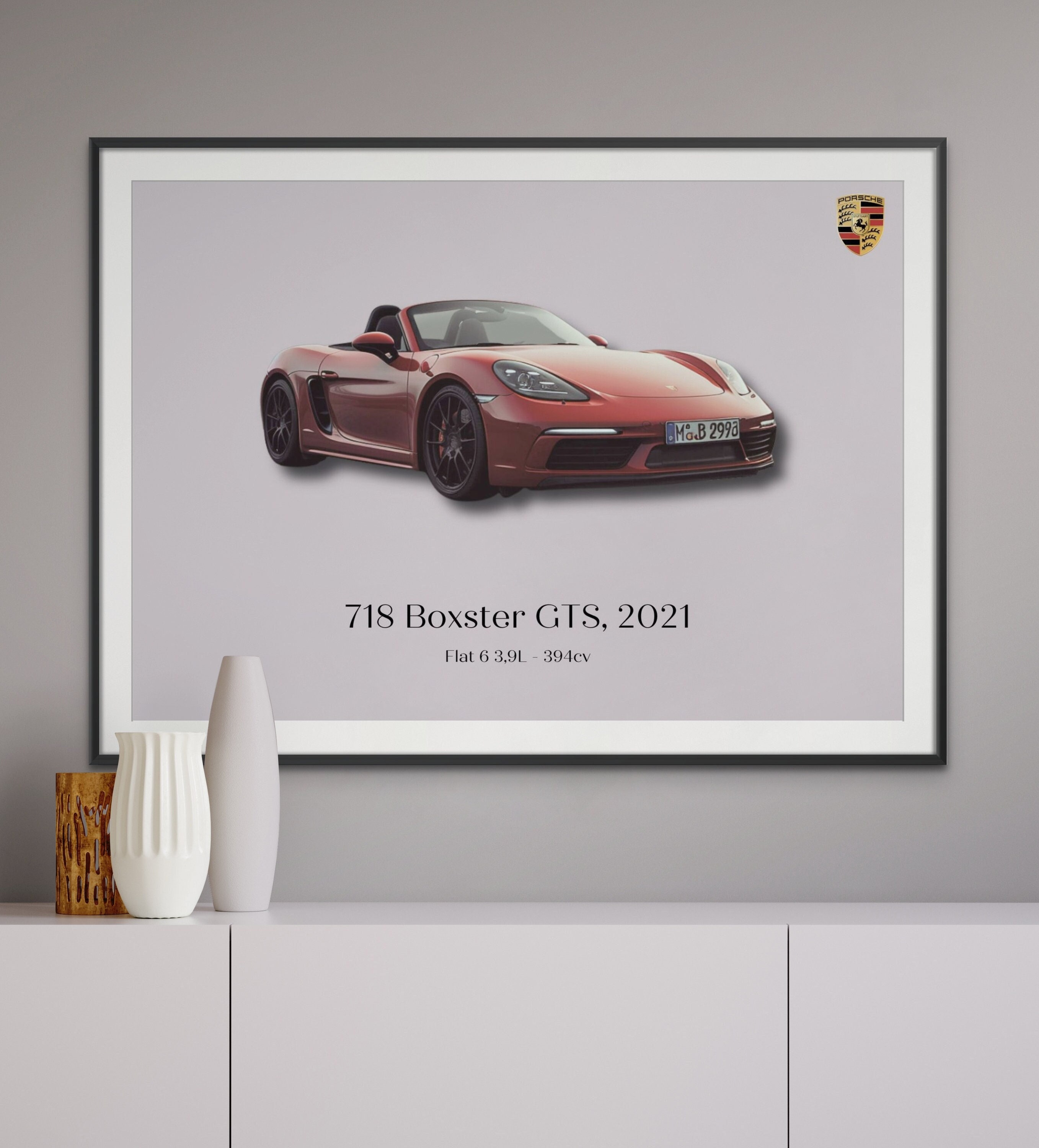 Porsche Boxster GTS Car Posters Illustration Prints Wall Art for Kids ...