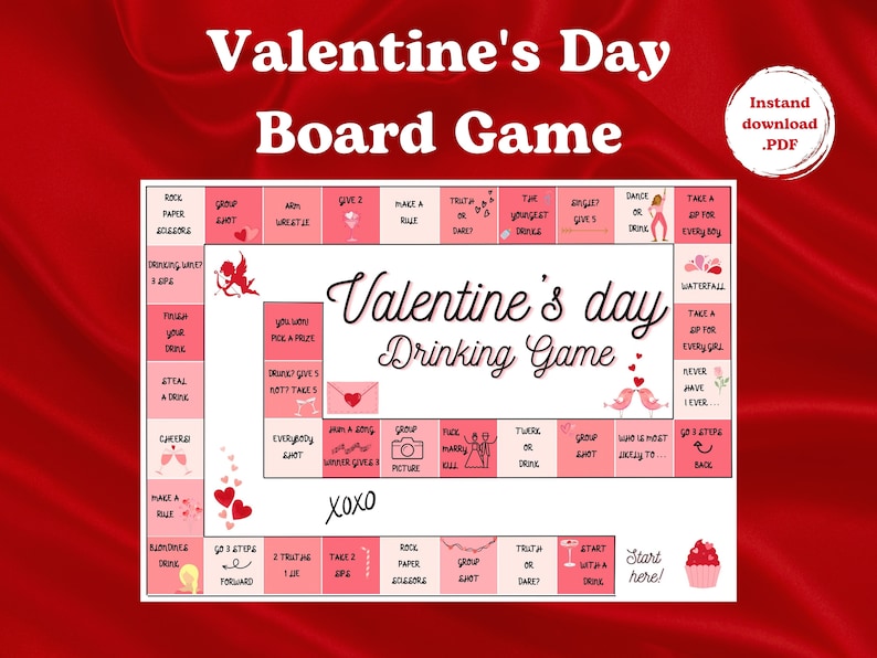 Valentines Day Game | Drinking Game | Galentines Game | Board Game for ...