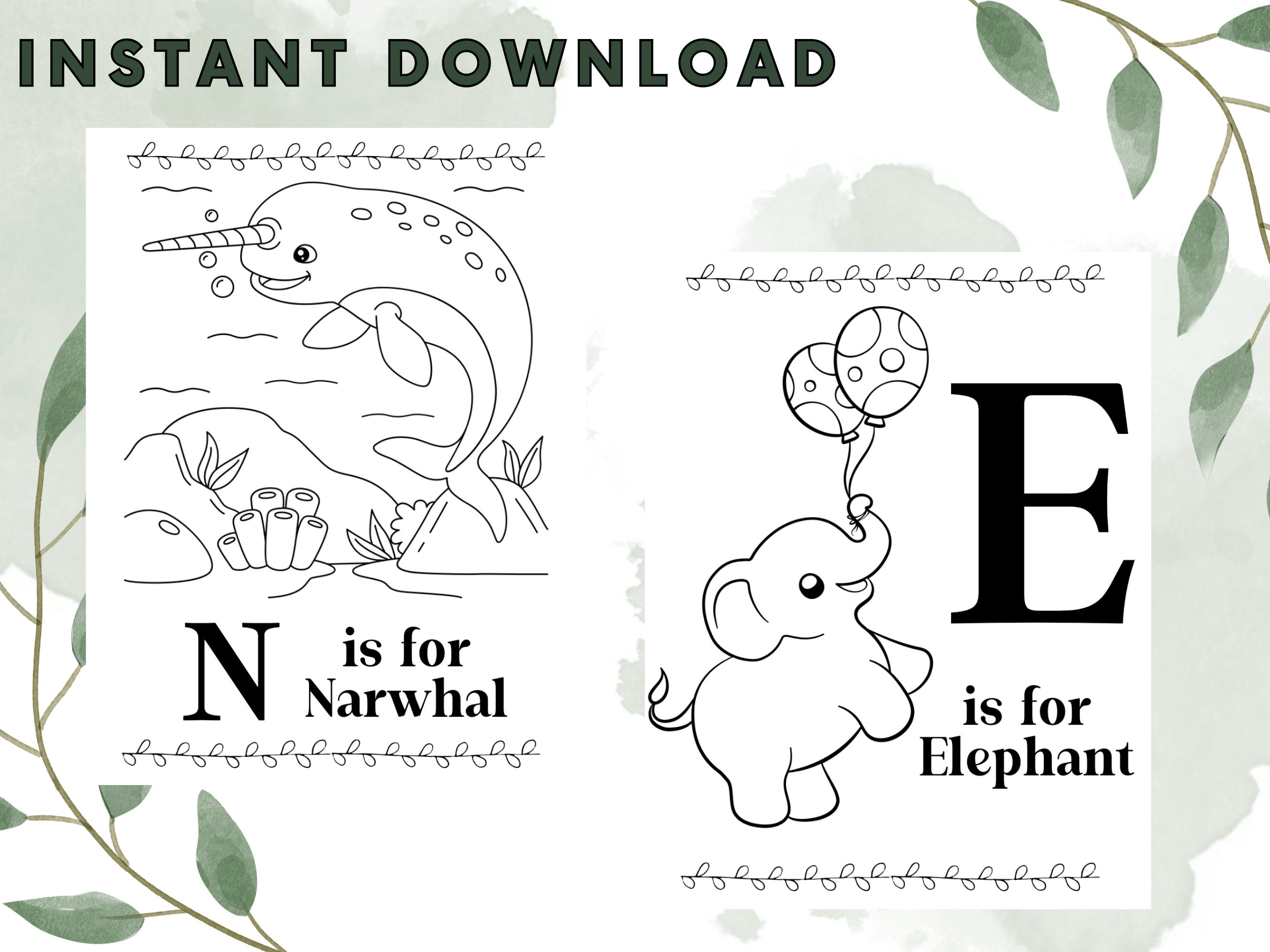 Baby's First Abc Book Alphabet Coloring Book Coloring Pages Instant ...