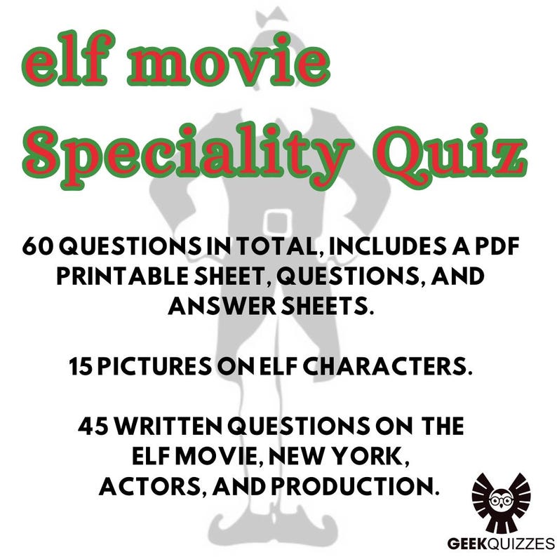 Elf Movie Trivia, 60 Question Christmas Party Game (printable PDF) - Etsy
