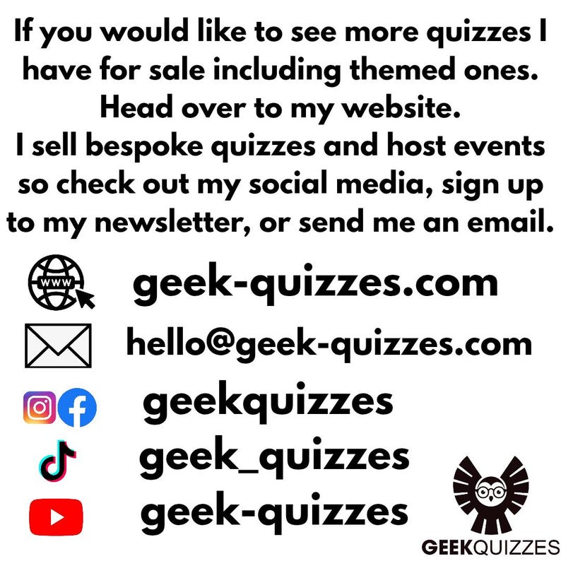 General Knowledge Quiz 9: Pictures, Trivia Rounds, and Music (PDF ...