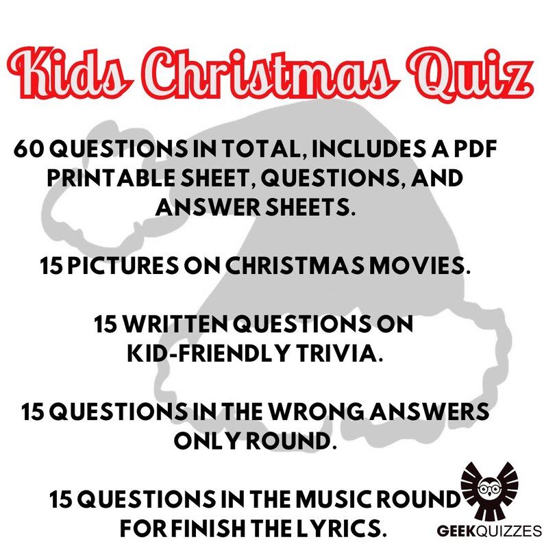 Kids Christmas Quiz. Printable PDF. Festive Party Game. Picture Round ...