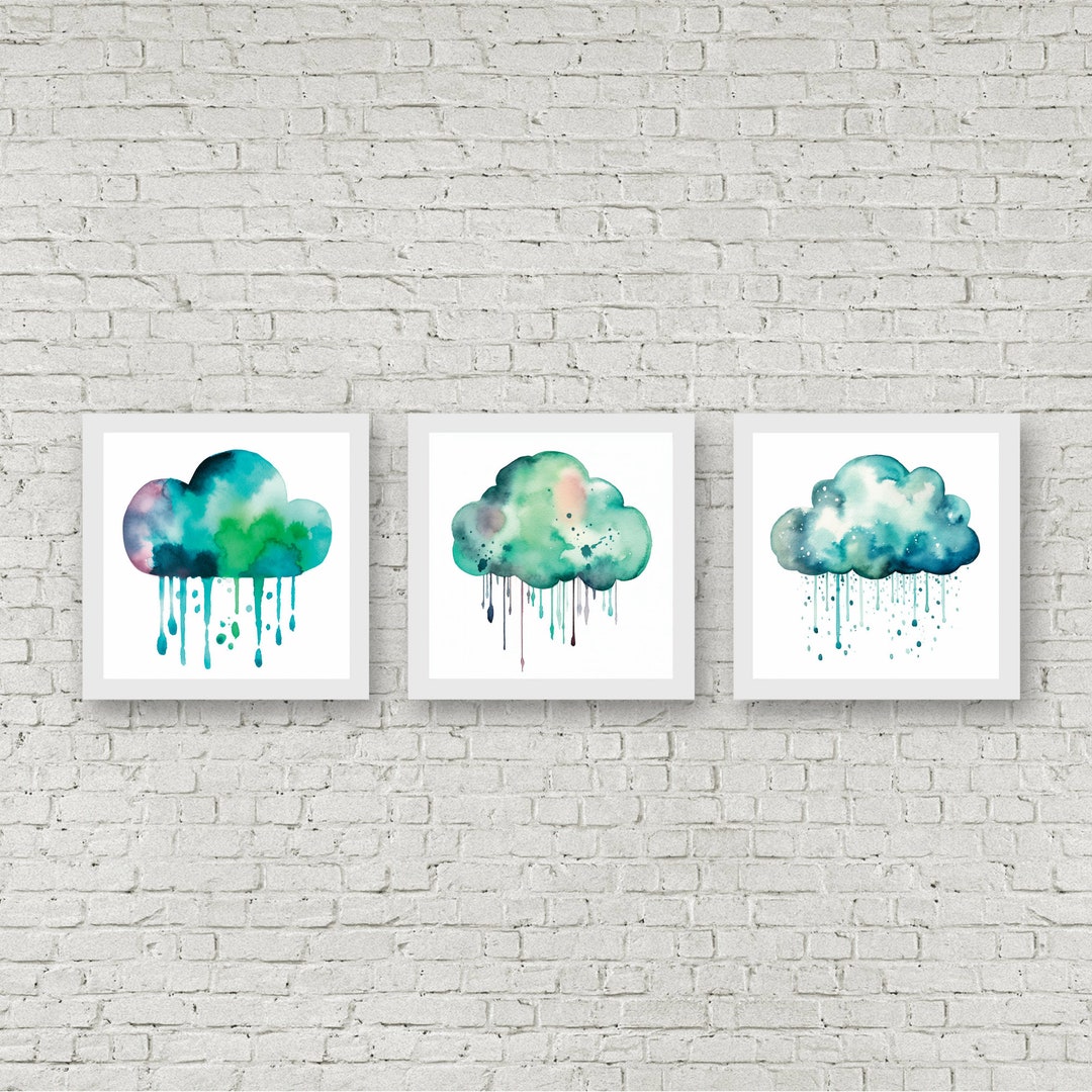 Set of 3 Cloud Art Prints Kids Digital Download Cloud - Etsy