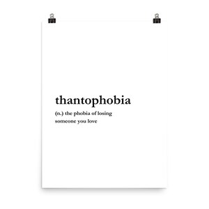 Definition of Thantophobia Poster Print, Psychology Poster ...