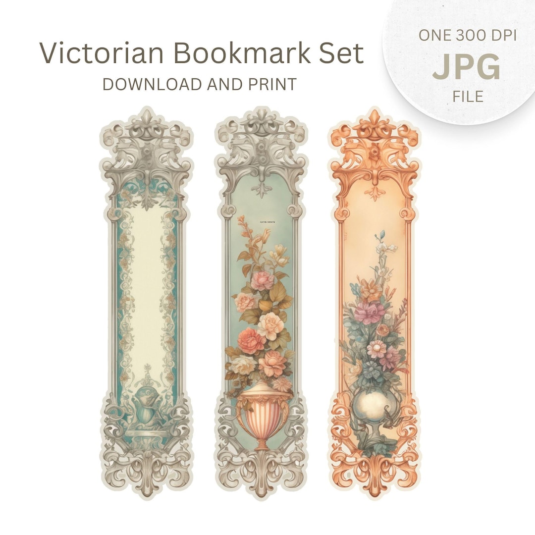 Printable Victorian Bookmark Set. Download, Print and Cut Out. - Etsy