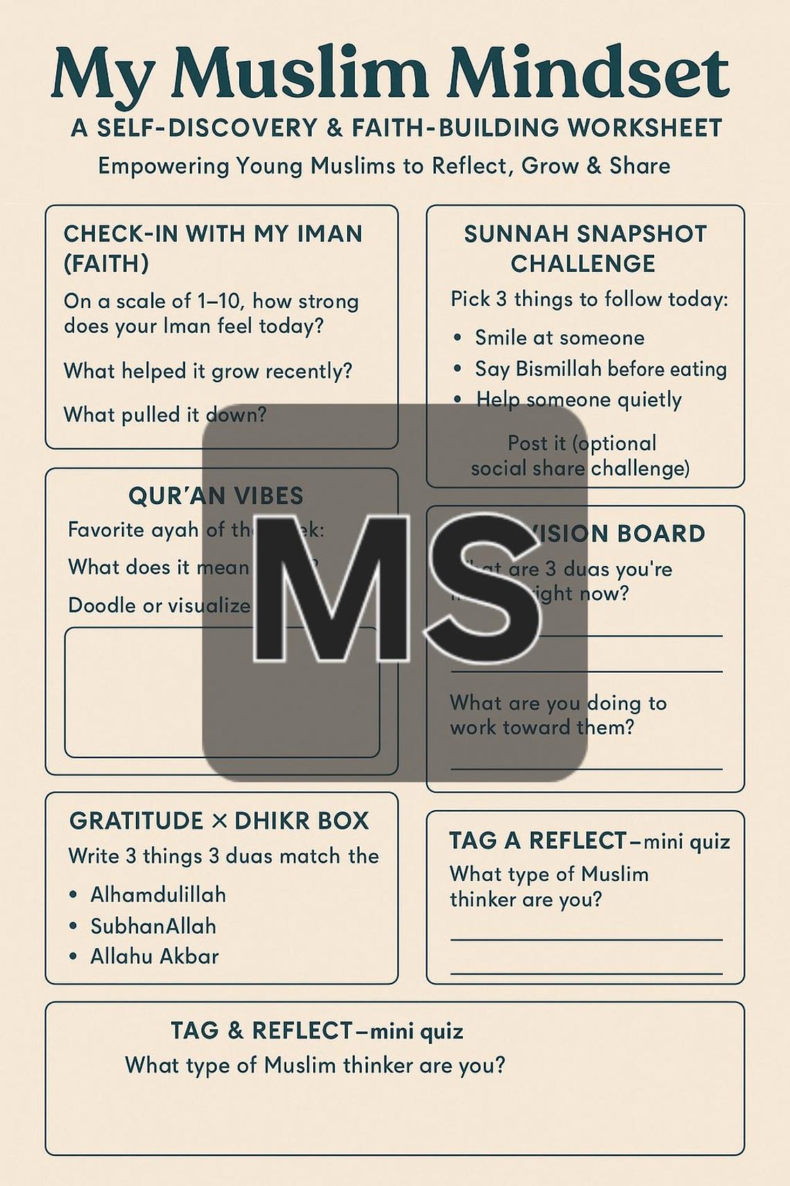 Islamic Self-reflection Worksheet: Muslim Kids & Teens Printable ...