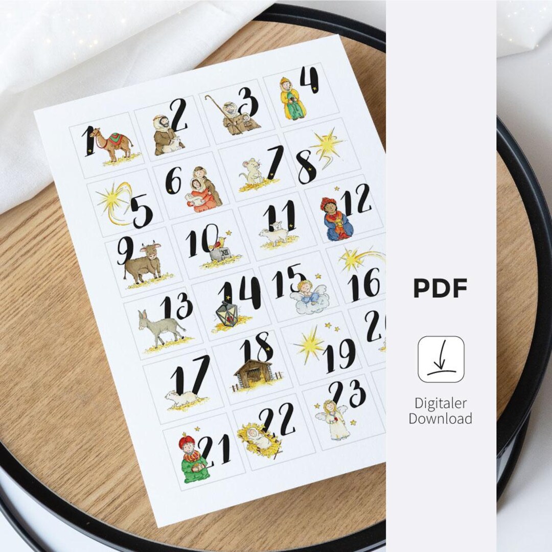 Download - Advent Calendar Numbers - Christmas Story | 24 Square Number ...