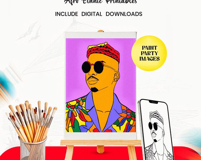 Paint and Sip/ DIY Pre Drawn Outline Canvas/ Download Instantly/ DIY ...