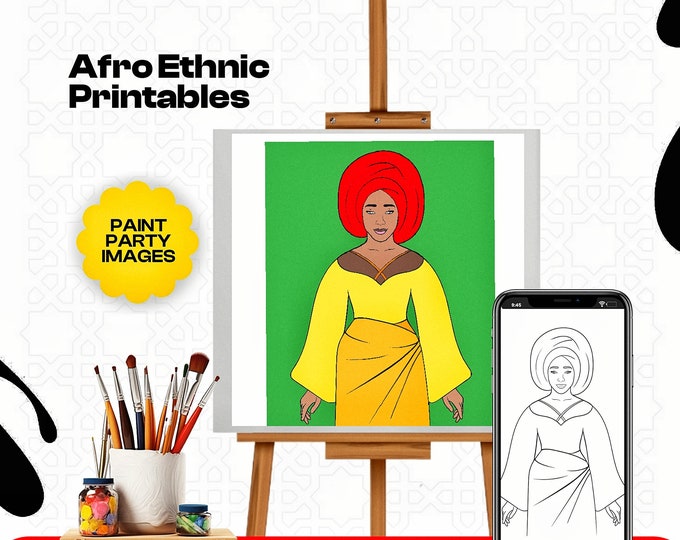 Paint and Sip/ DIY Pre Drawn Outline Canvas/ Download Instantly/ DIY ...