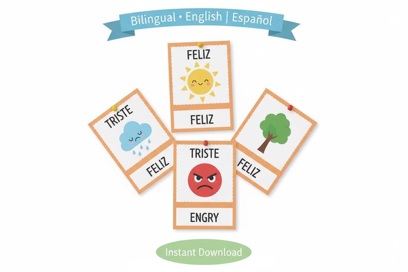 Bilingual Emotions Flashcards (english-spanish) for Kids – Feelings ...