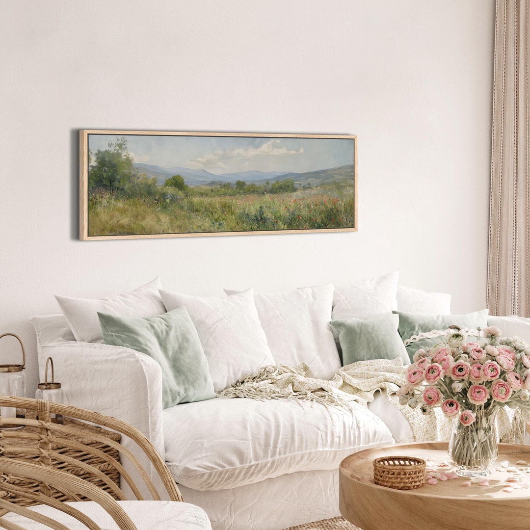 Landscape Meadow Art Print, Large Landscape Wall Art, Nature Wildflower ...