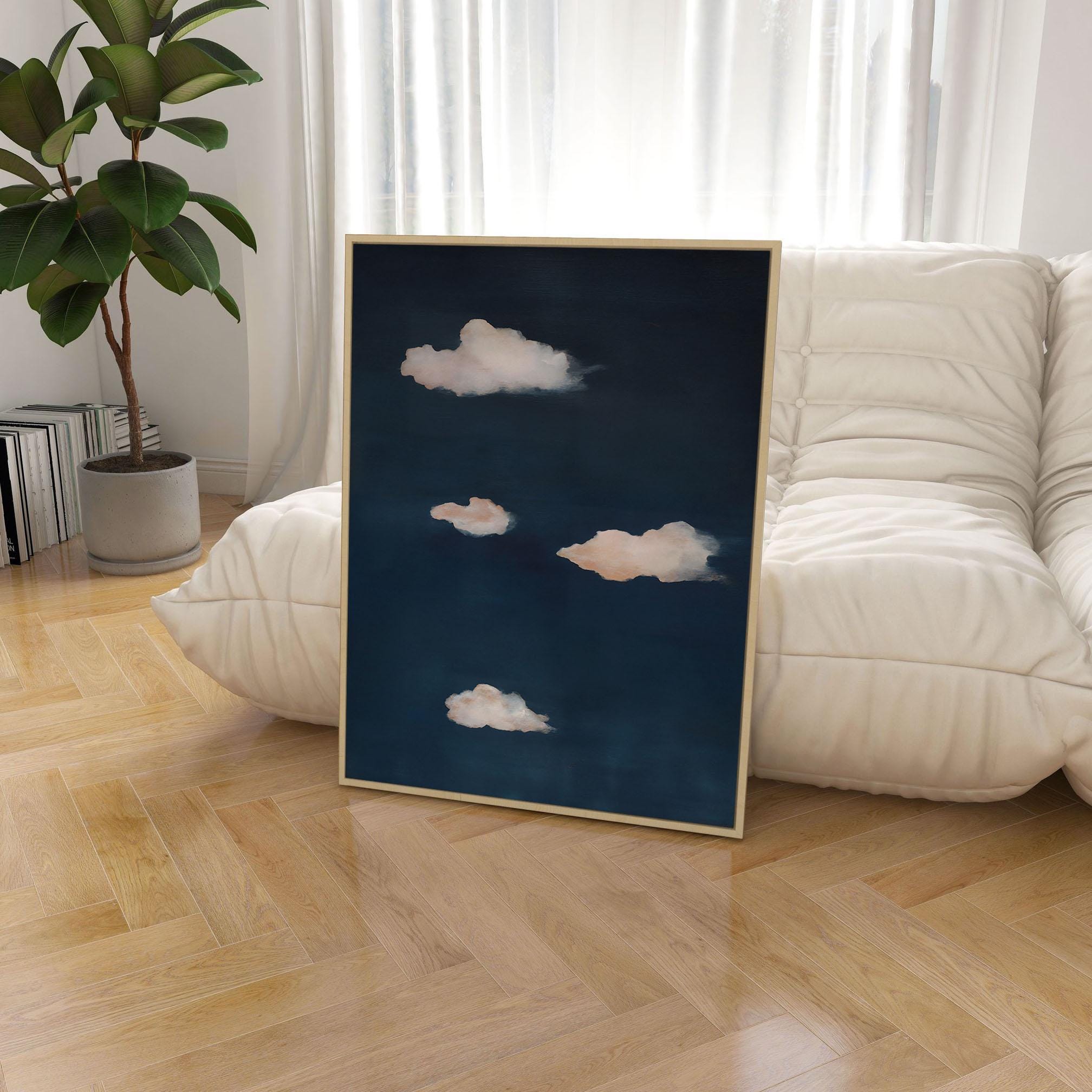 Navy Dreams Cloud Art, Navy Blue Cloud Painting, Abstract Sky Wall Art ...