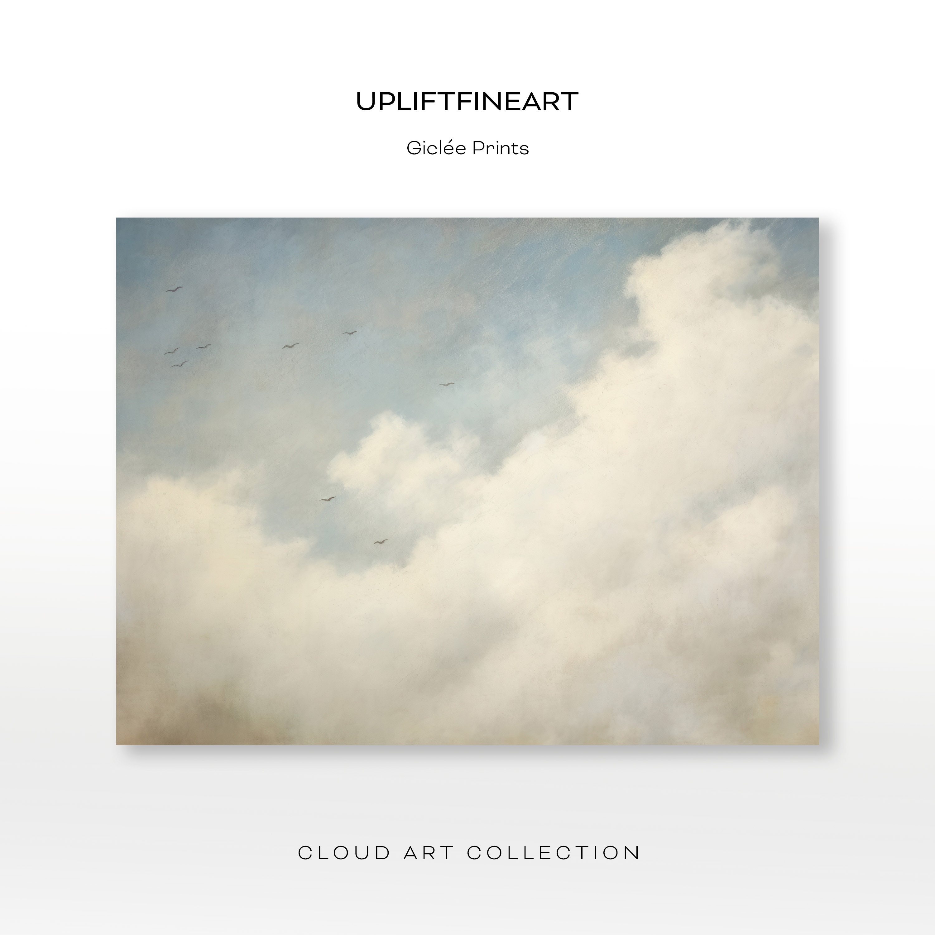 Cloud Art Print, Cloudy Sky Nature Art Painting, Home Decor, Moody Art Living Room Decor, Wall ...