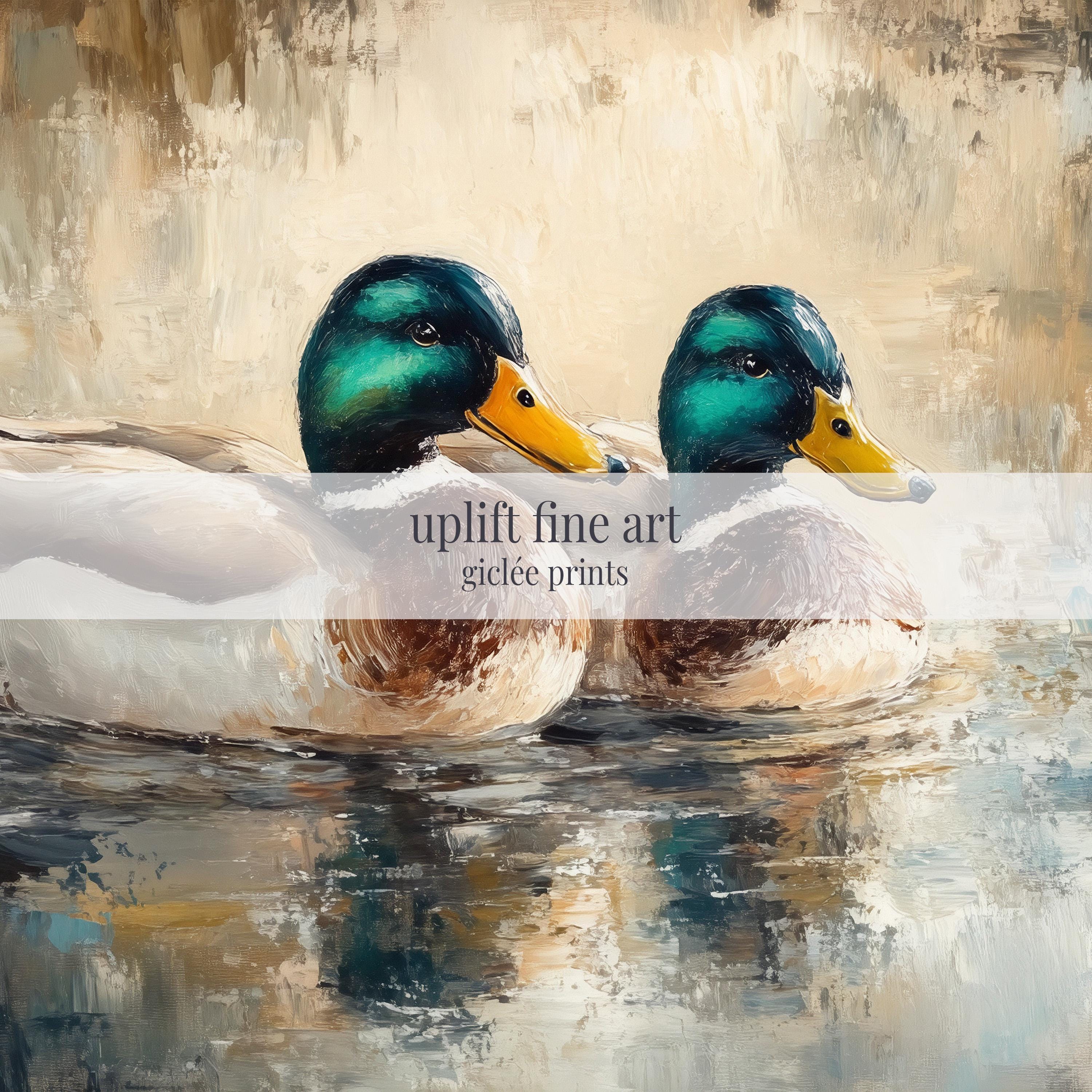 Mallard Ducks in Pond Art Print, Countryside Wall Art, Moody Art Living ...
