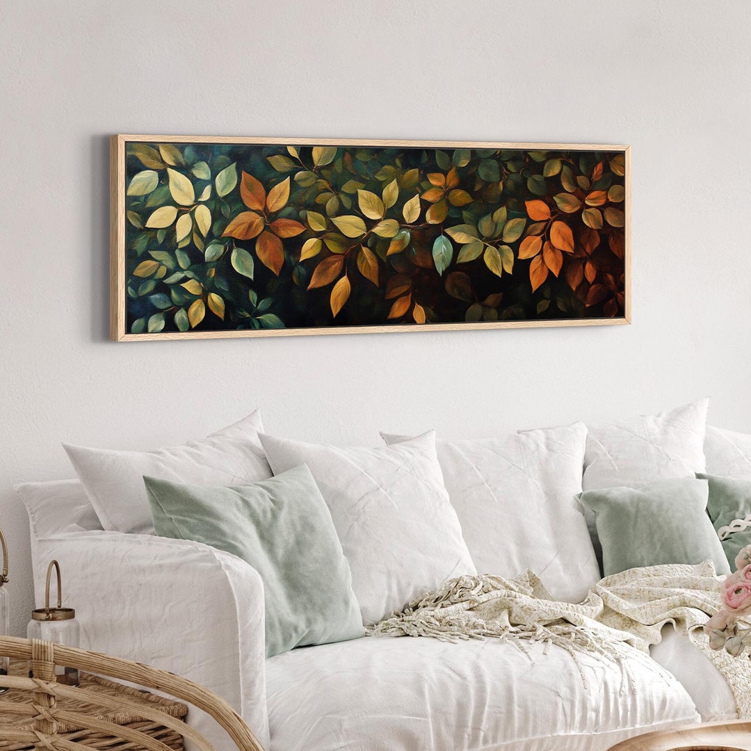 Rustic Leaves Wall Art Canvas, Botanical Art, Moody Wall Art Print ...