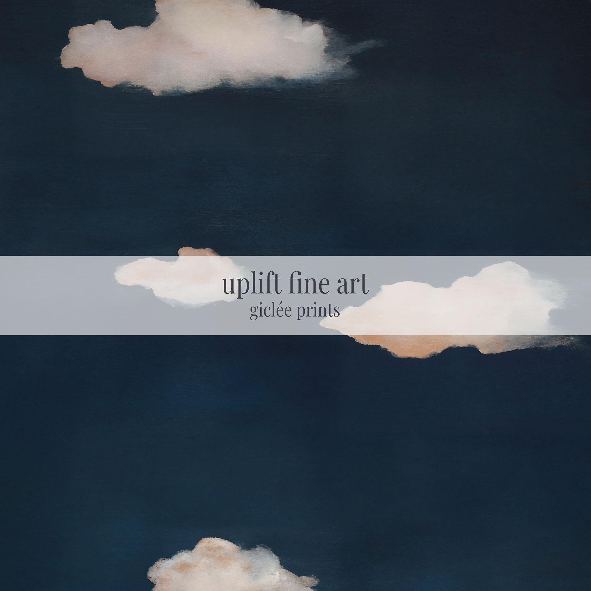 Navy Dreams Cloud Art, Navy Blue Cloud Painting, Abstract Sky Wall Art ...