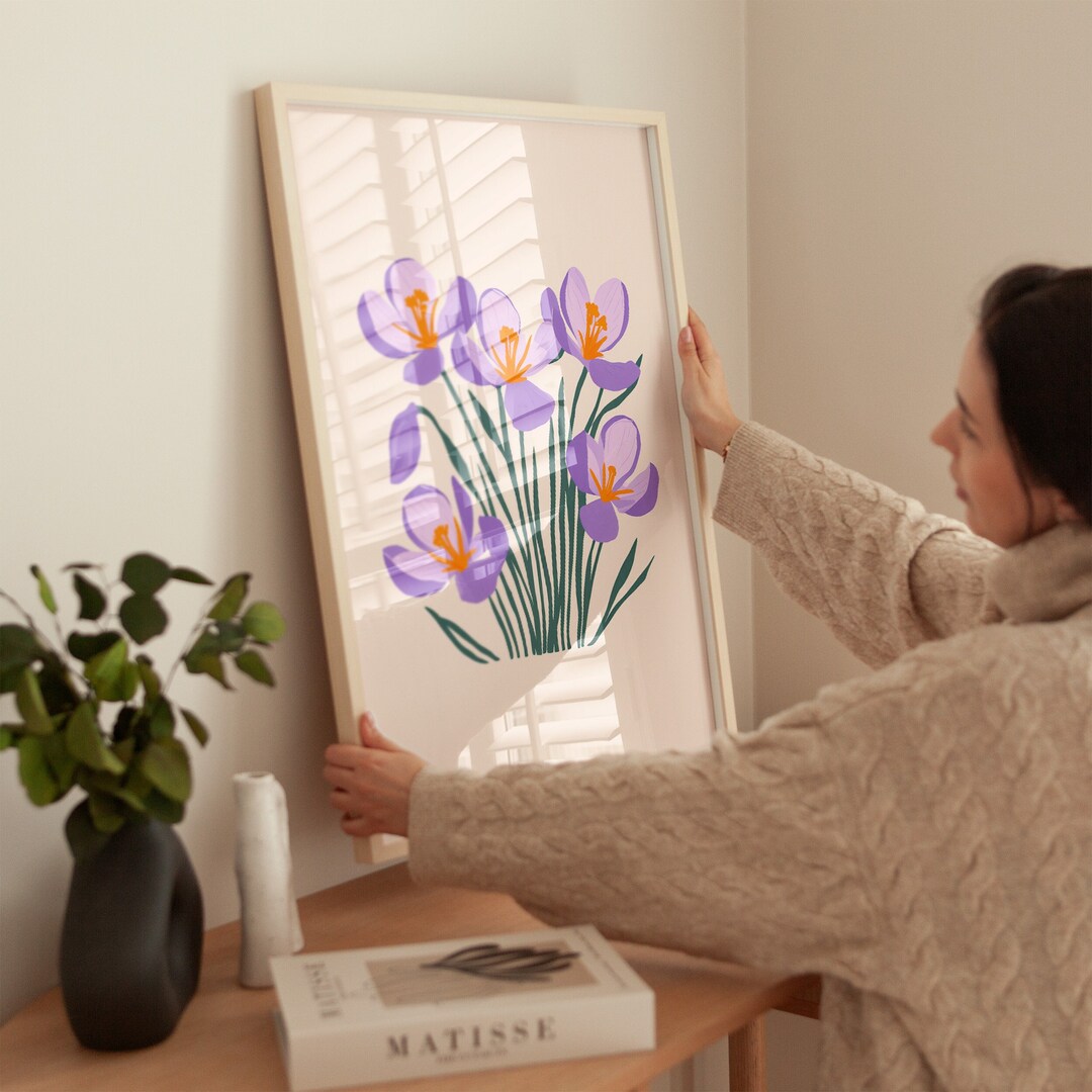 Purple Crocus Flower Art Print | Wall Art for Home Decor | Botanical ...