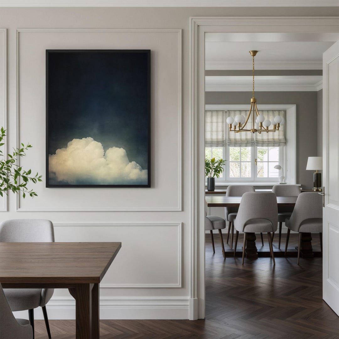 Vintage Cloud Art Painting, Moody Wall Art, Minimalist Art Print, Home ...