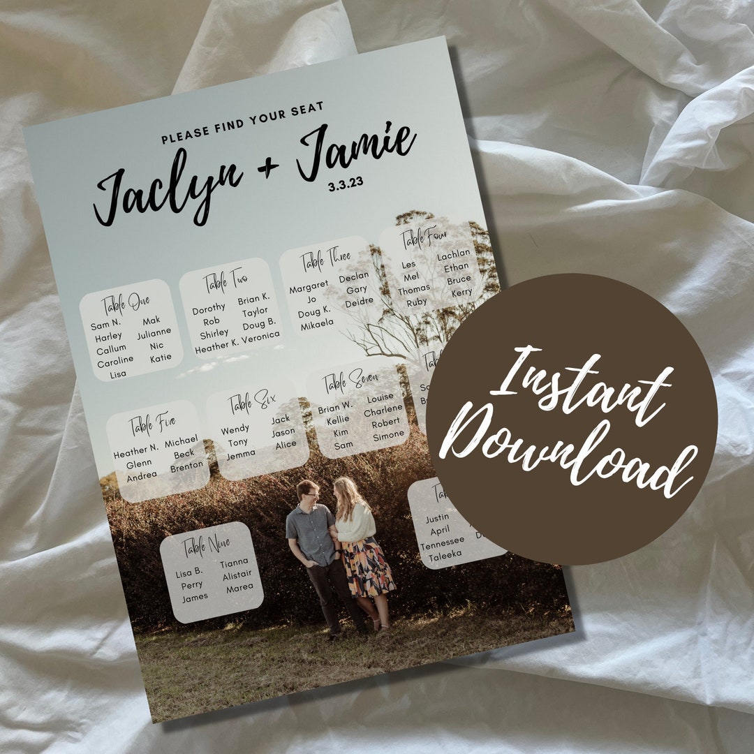 Seating Chart, Wedding, Reception Seating Chart Sign Digital Download ...