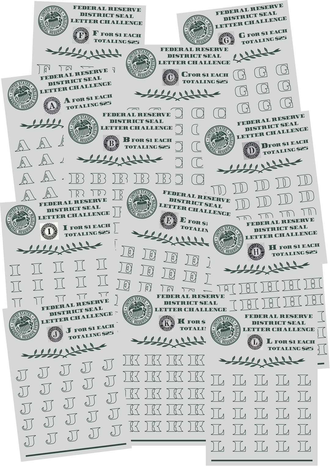 Dollar Bill Trackers Featuring Mints A-L - Etsy