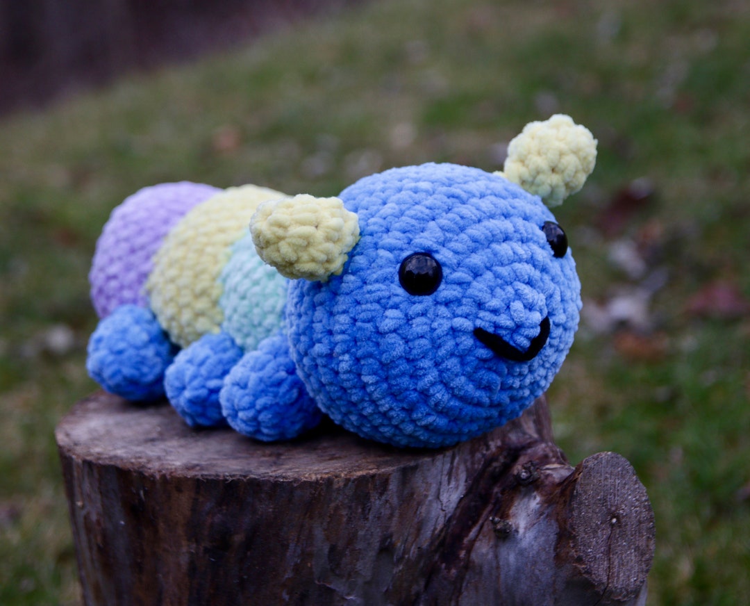 Wiggles the Caterpillar: Plush Fluffy Yarn Stuffed Animal - Etsy UK