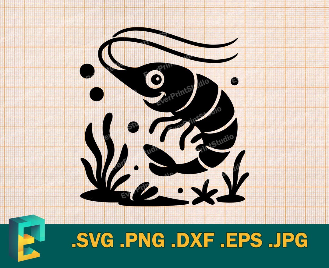 Shrimp SVG- Cricut, Silhouette | Vector Cute Sea Shrimp SVG Cut File ...