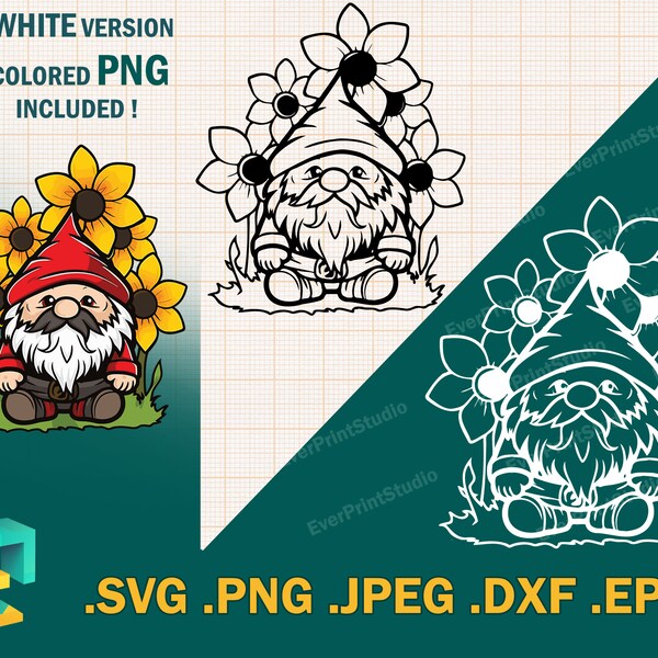 Sunflower Gnome Decal - Etsy