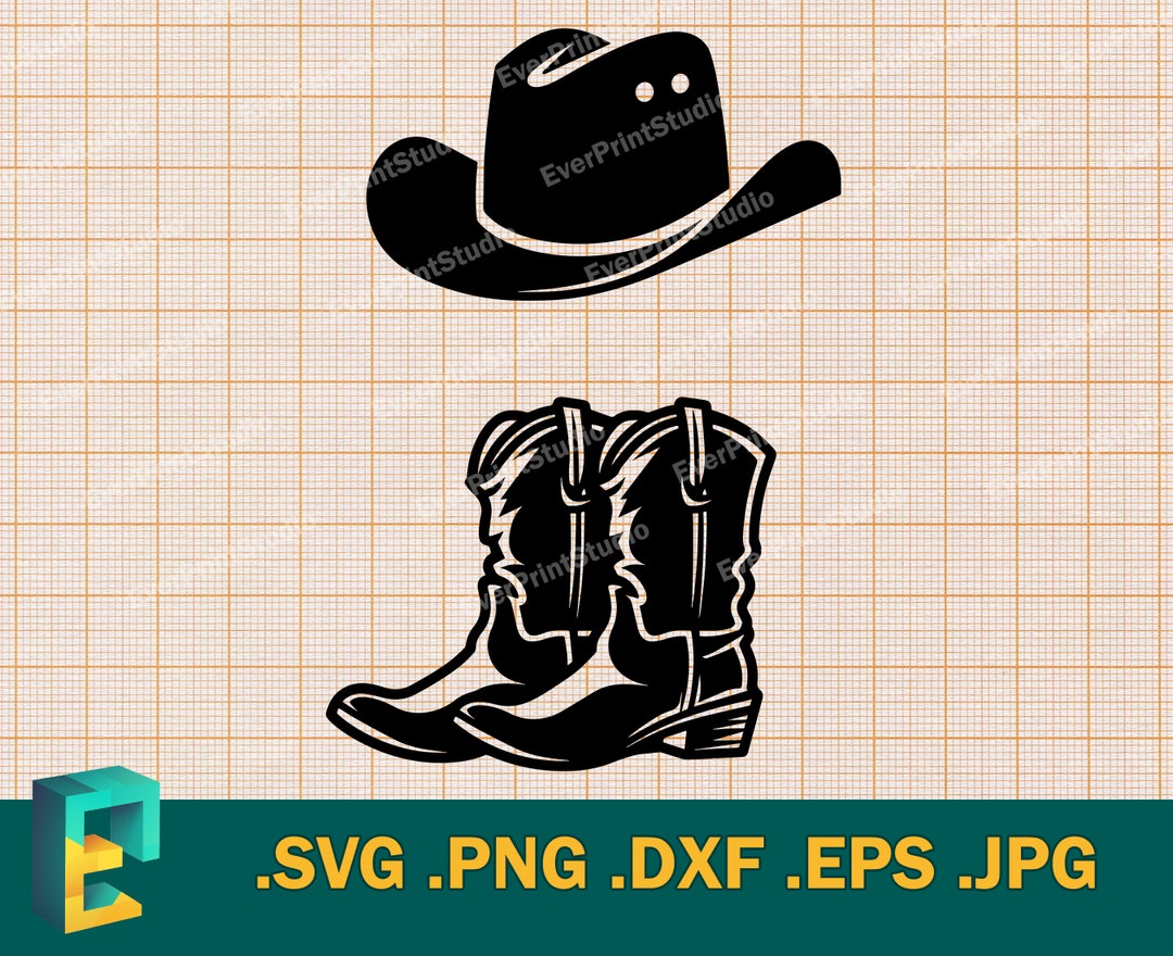 Cowboy Boots and Hat SVG - Cricut, Silhouette | Vector Cowgirl Boots ...