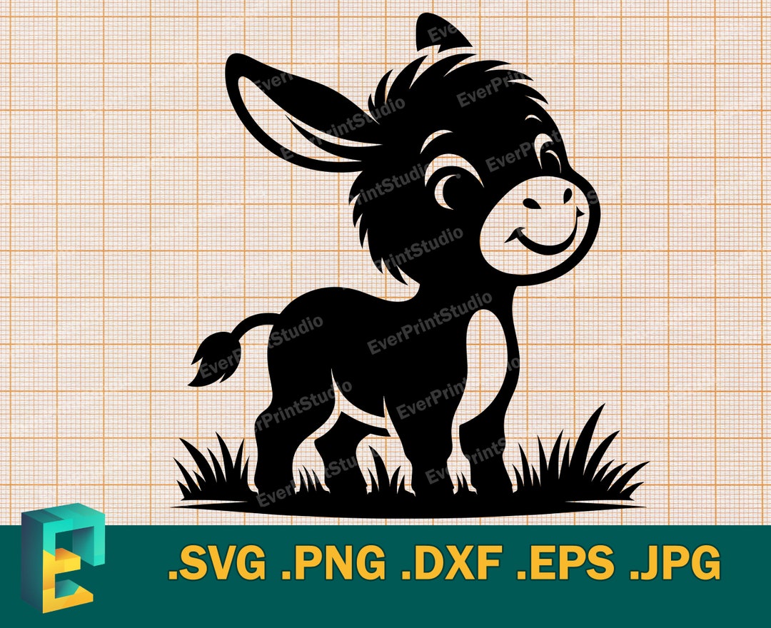 Baby Donkey Svg - Cricut, Silhouette | Adorable Baby Donkey Vector Cut ...