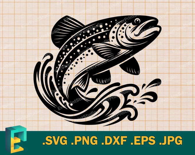 Rainbow Trout SVG, Trout DXF, Trout PNG, Trout Cut File, Clipart ...