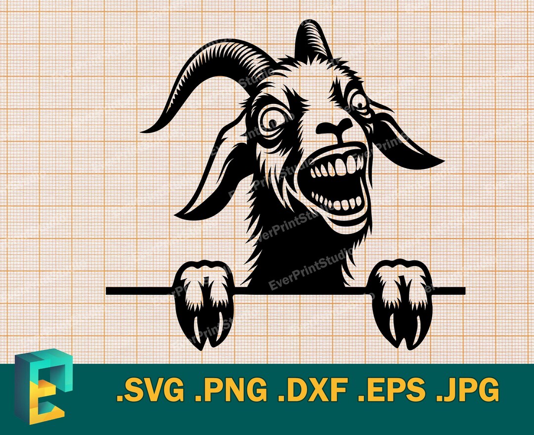 Goat SVG - Cricut, Silhouette | Vector Artistic Design Crazy Goat SVG ...