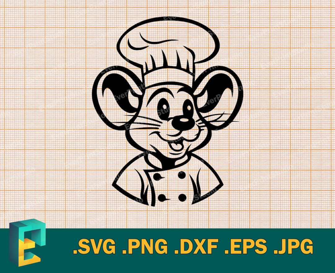 Mouse Chef SVG - Cricut, Silhouette | Vector Cute Chef Mouse Cut File ...