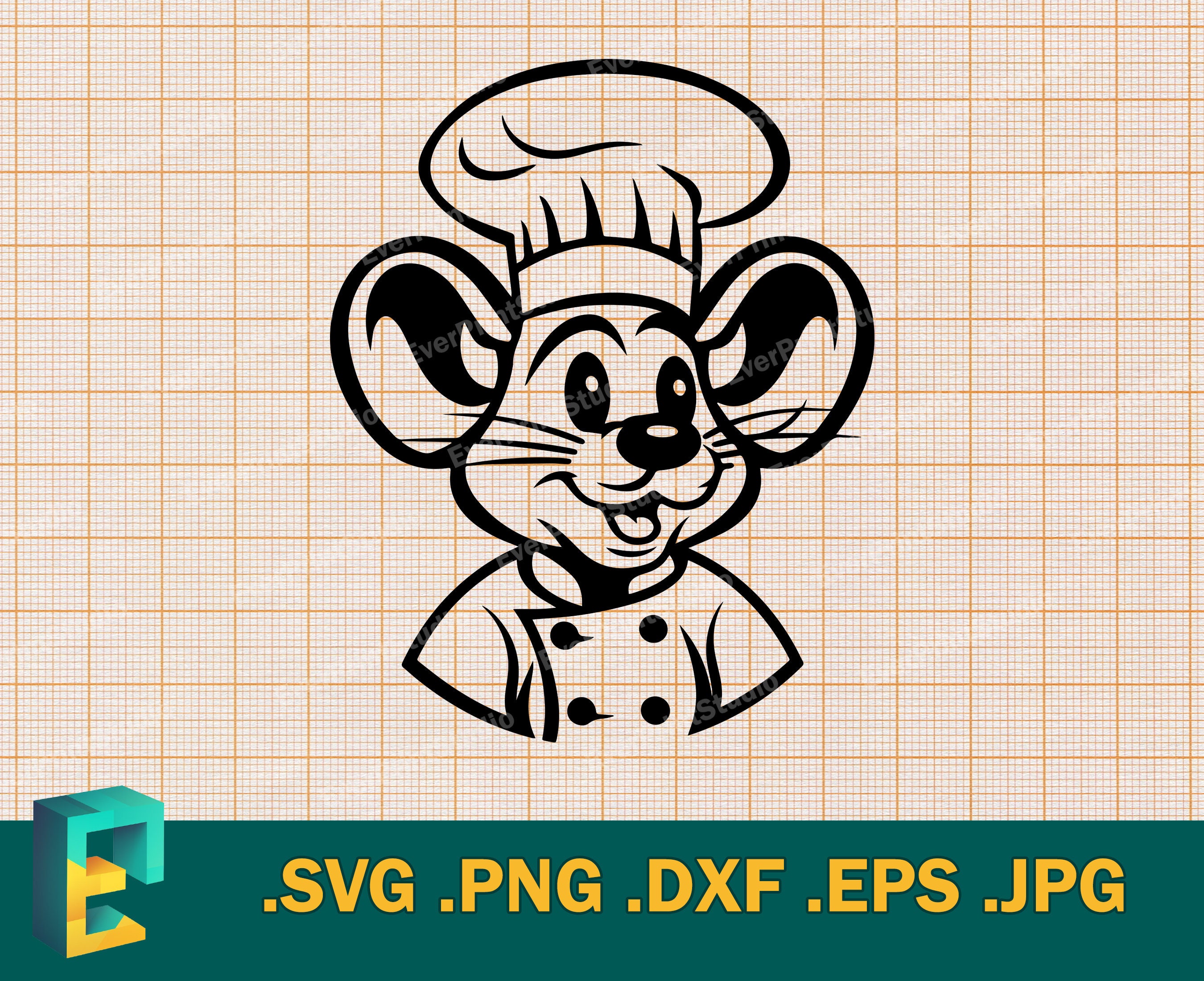 Mouse Chef SVG Cricut Silhouette Vector Cute Chef Mouse - Etsy