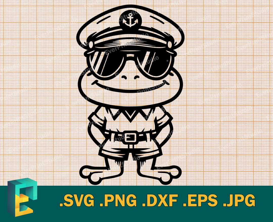Captain SVG - Cricut, Silhouette | Printable Vector Funny Frog Master ...