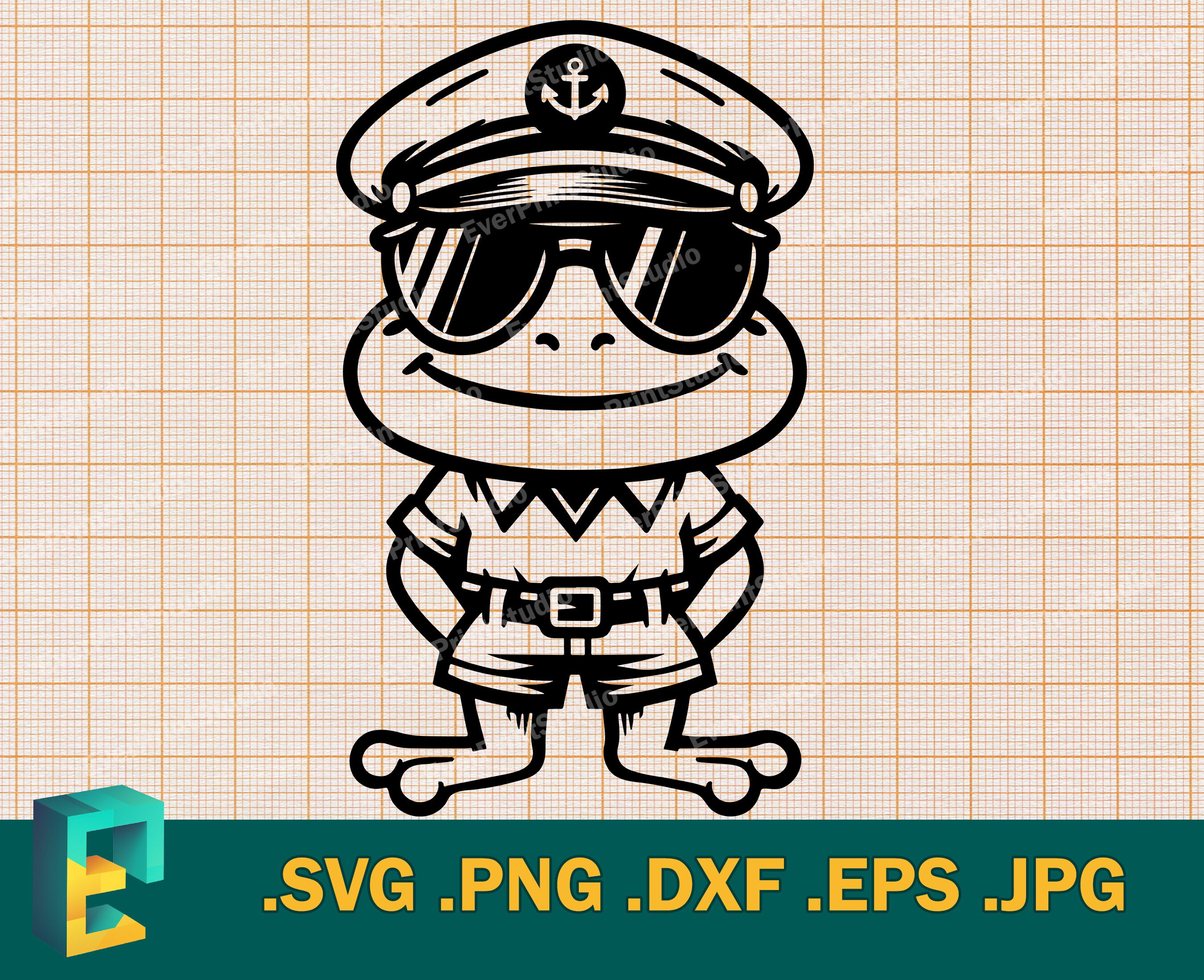 Captain SVG - Cricut, Silhouette | Printable Vector Funny Frog Master ...