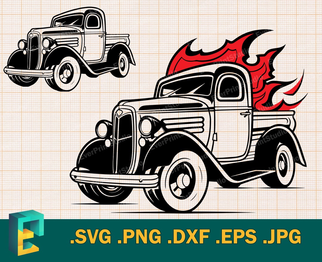 Retro Truck Layered SVG - Design for Cricut & Silhouette | Vector ...