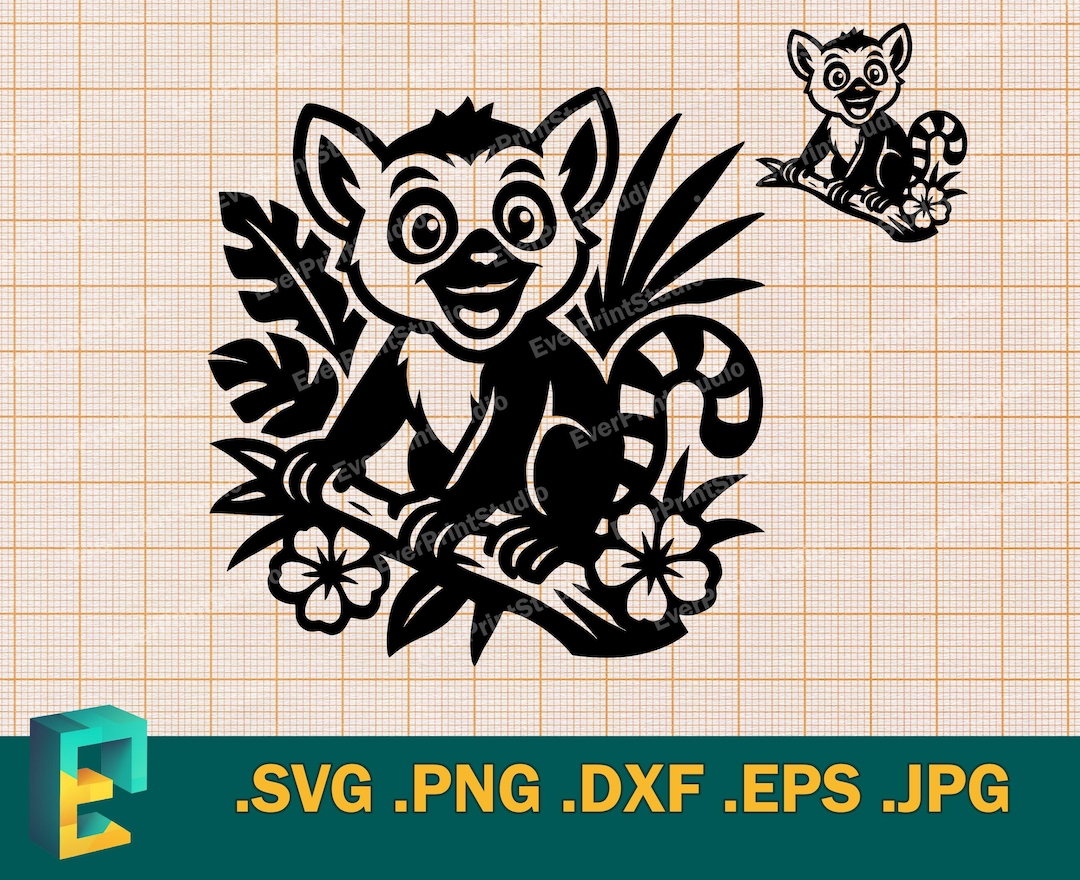 Lemur SVG - Cricut, Silhouette | Vector Cute Lemur Cut File | Clipart ...
