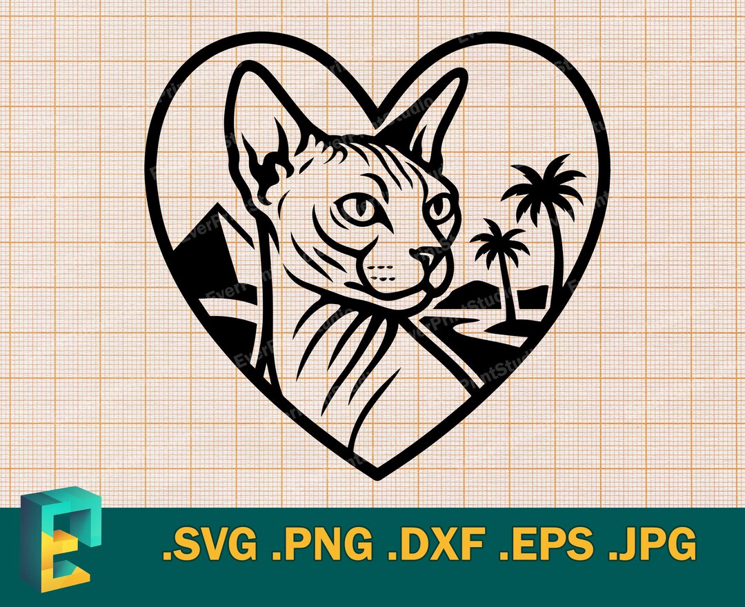 Sphynx Cat SVG - Cricut, Silhouette | Vector Sphynx Cat Cut File ...
