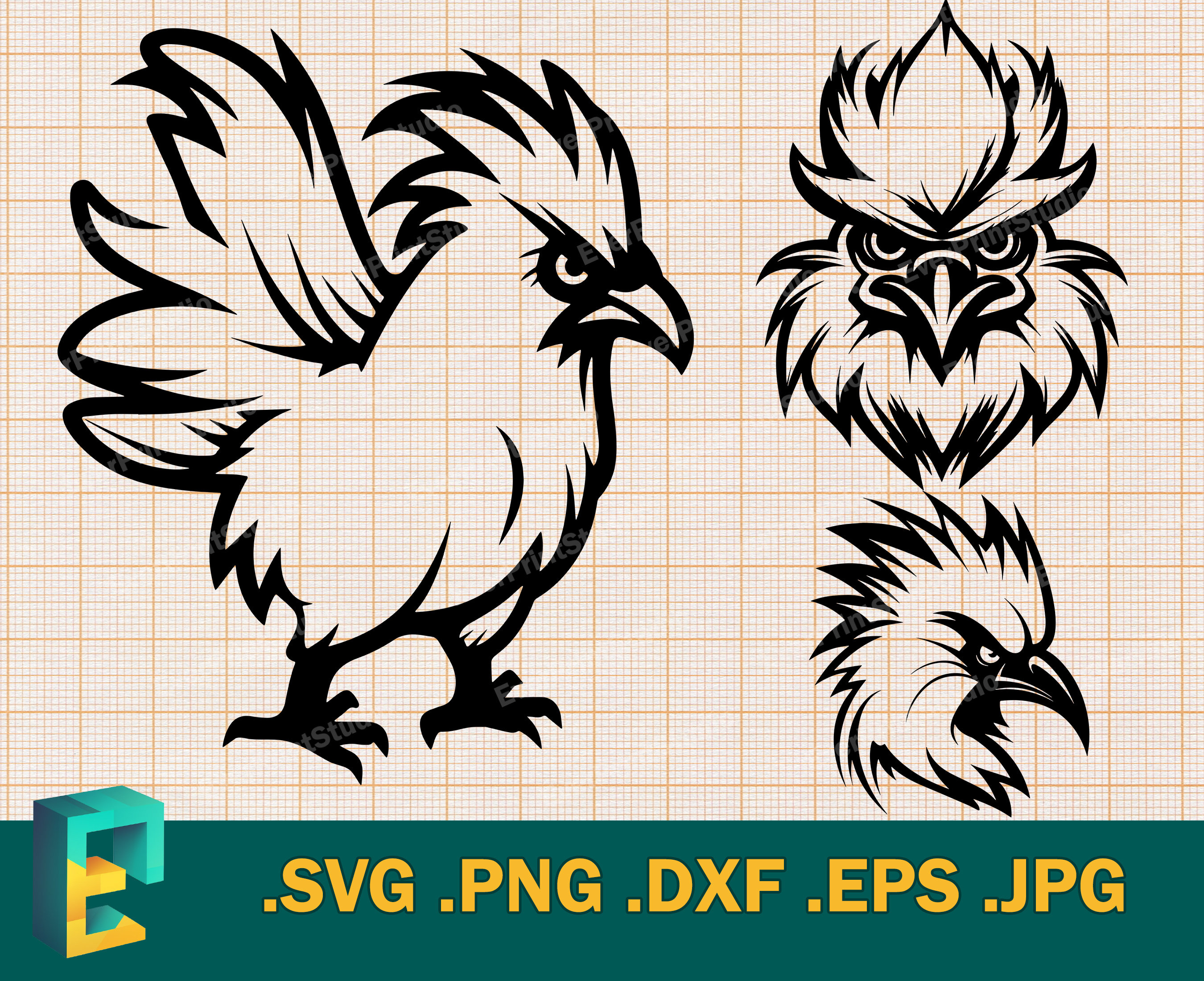 Angry Chicken SVG Cricut & Silhouette Vector Artistic - Etsy