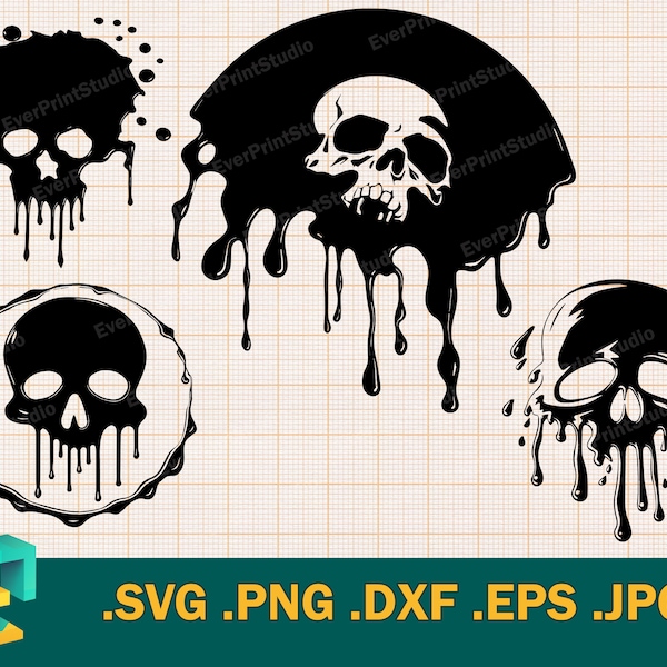 Skull Melting Decal - Etsy