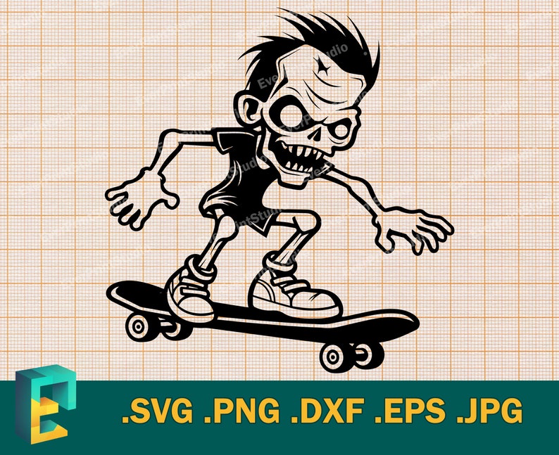 Zombie Skateboarding SVG - Cricut, Silhouette | Vector Artistic Design ...